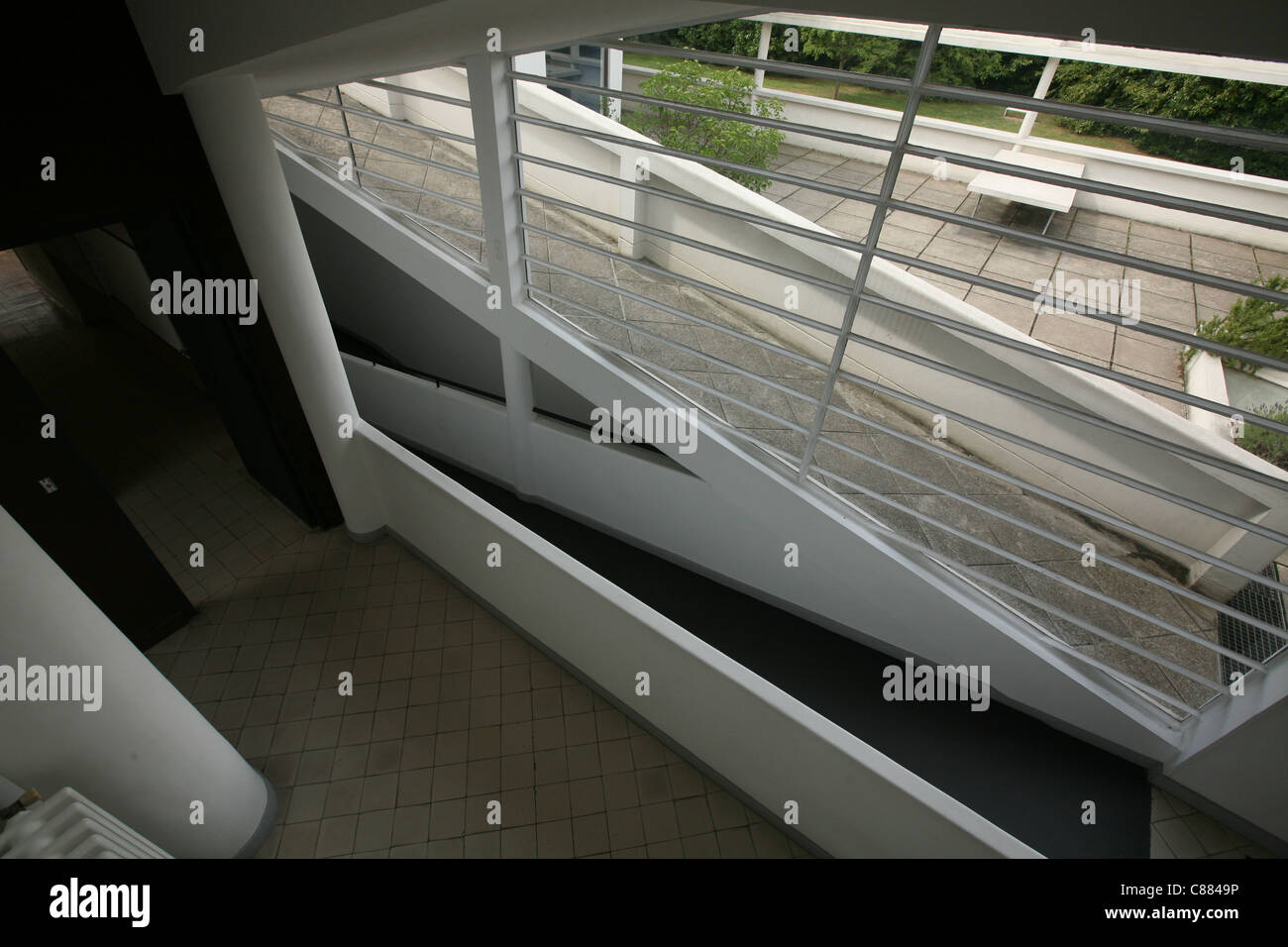 Ramp of the Villa Savoye by architect Le Corbusier in Poissy near Paris ...