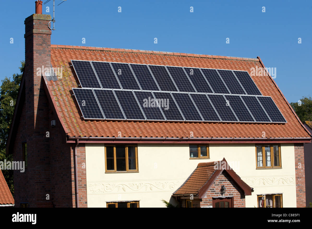 Solar energy panels on rooftop of residential property Stock Photo - Alamy