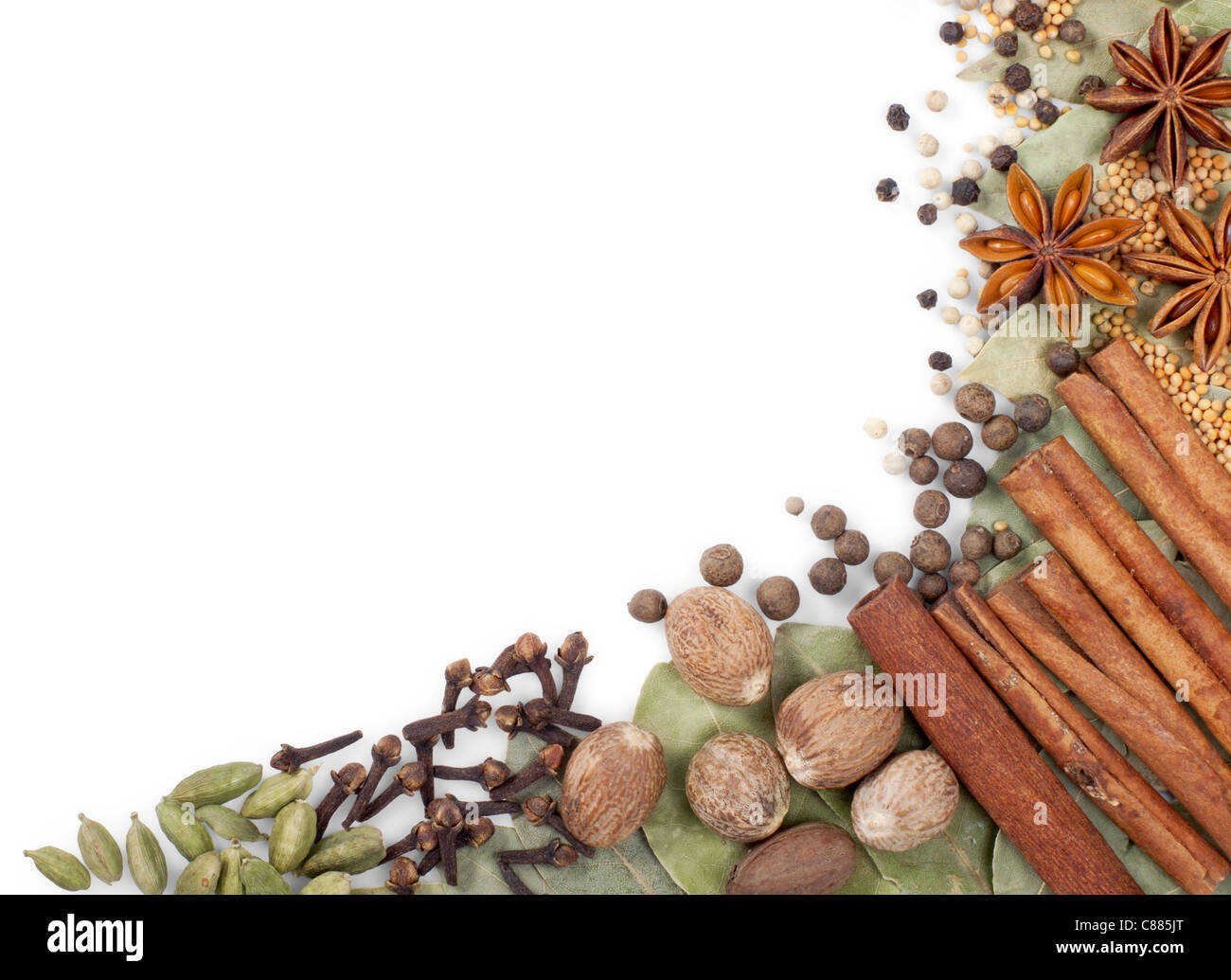 Background of different spices over white Stock Photo - Alamy