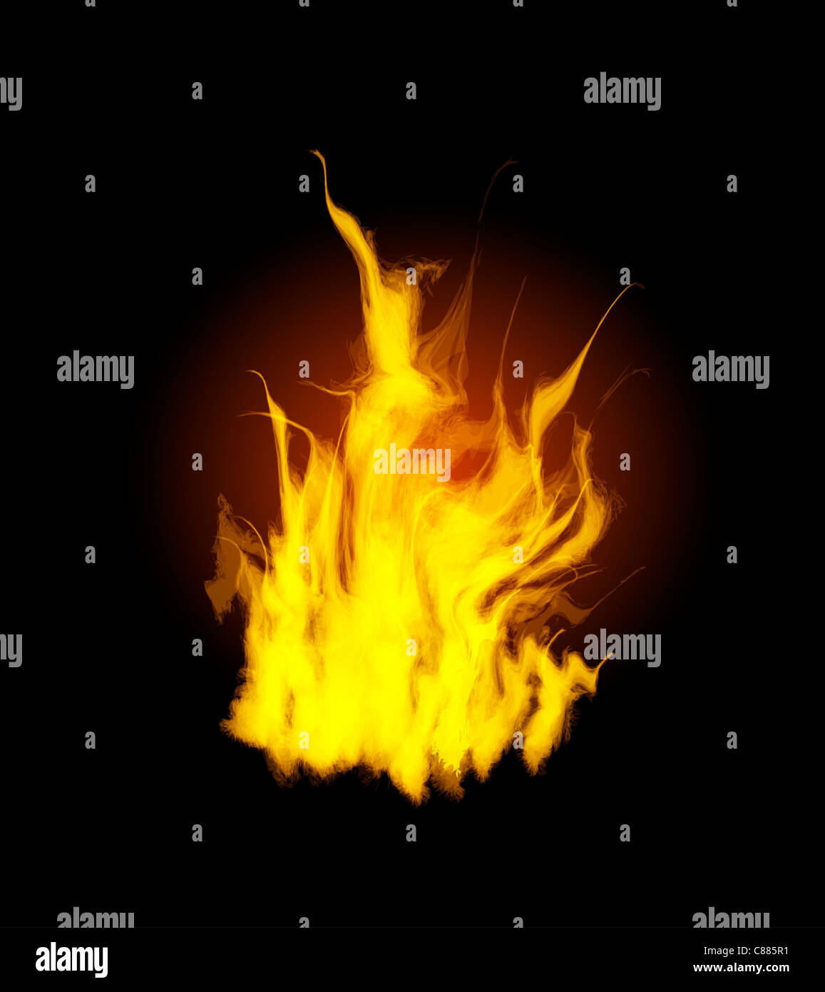 Burn flame fire vector illustration. Black background Stock Photo - Alamy