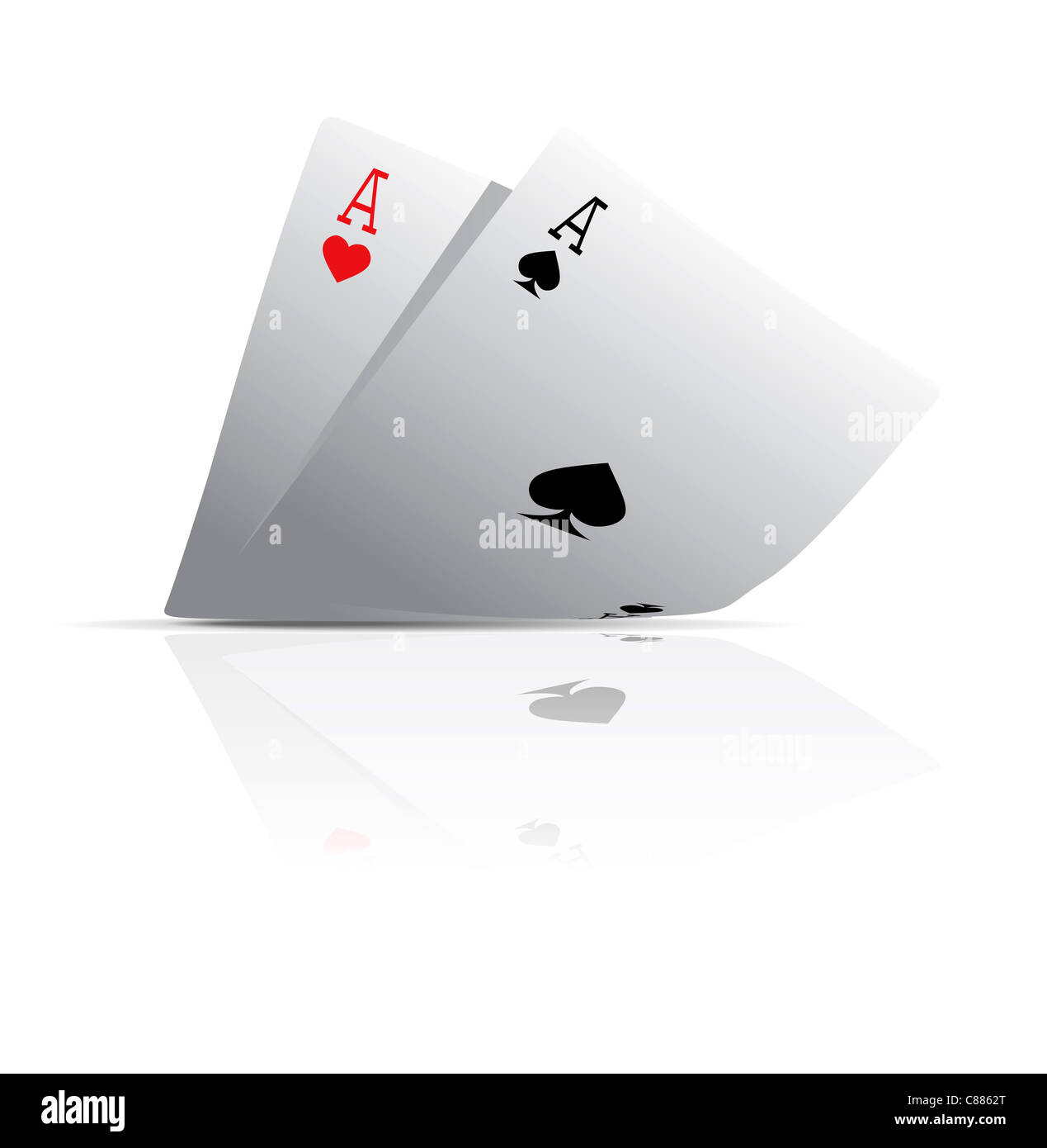Pocket Aces Pocket Aces Isolated on white background with reflection ...