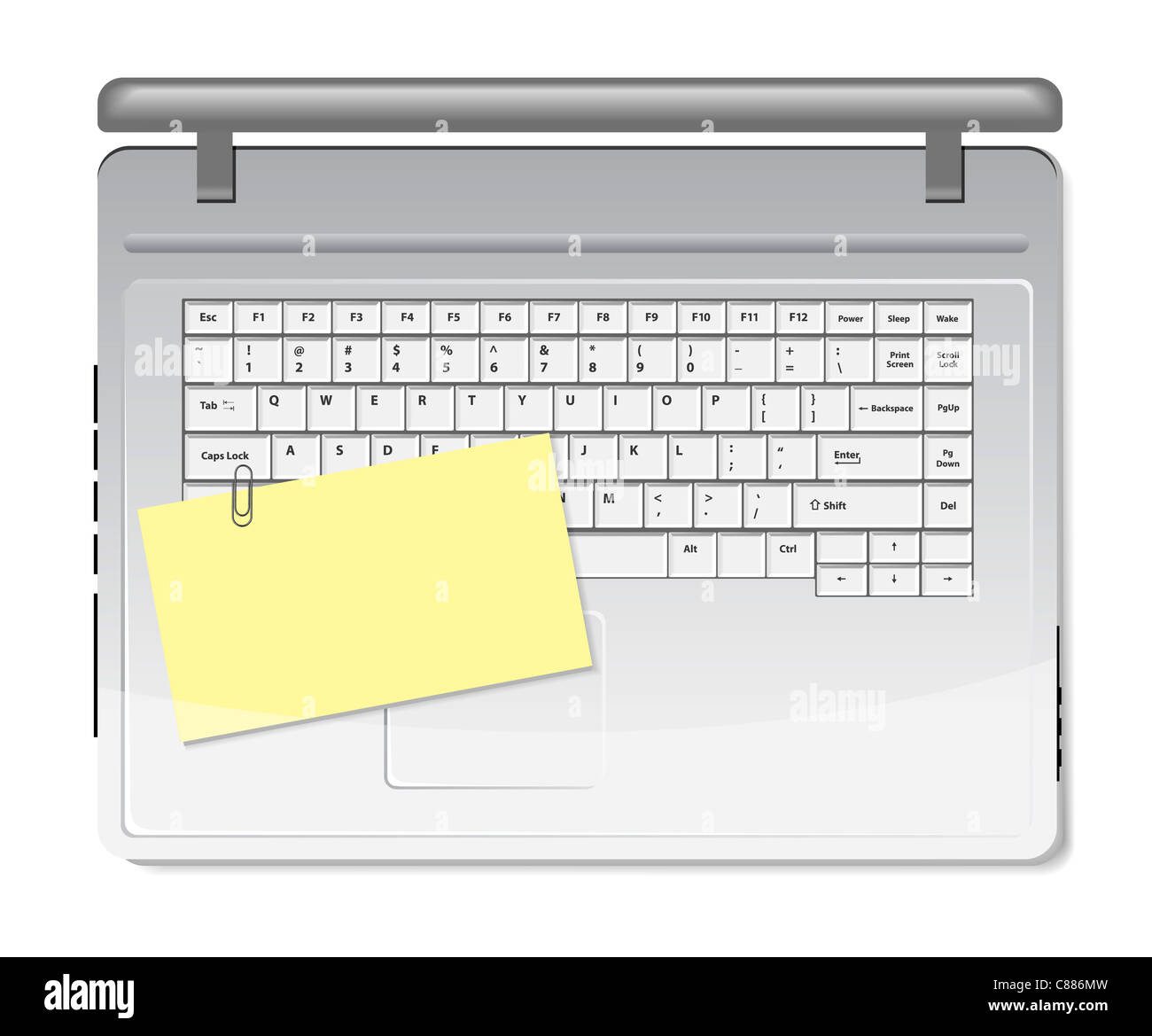 Laptop computer and memo note Cut Out Stock Images & Pictures - Alamy