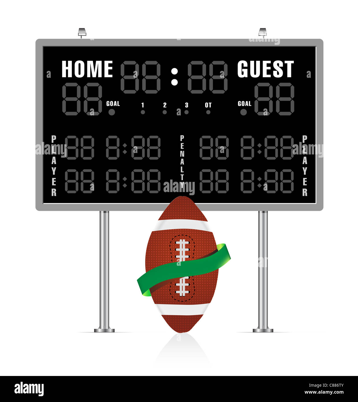 American football ball with ribbon and scoreboard Stock Photo - Alamy