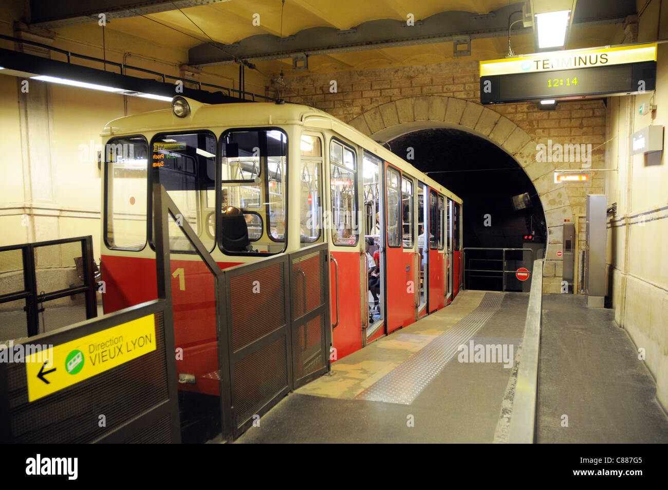 Vieux Lyon station of cable railway in Lyon city, France Stock Photo ...