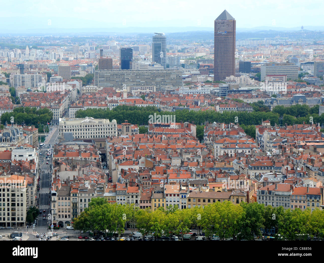 Panorama of Lyon city, France - view from Fourvière hill Stock Photo ...