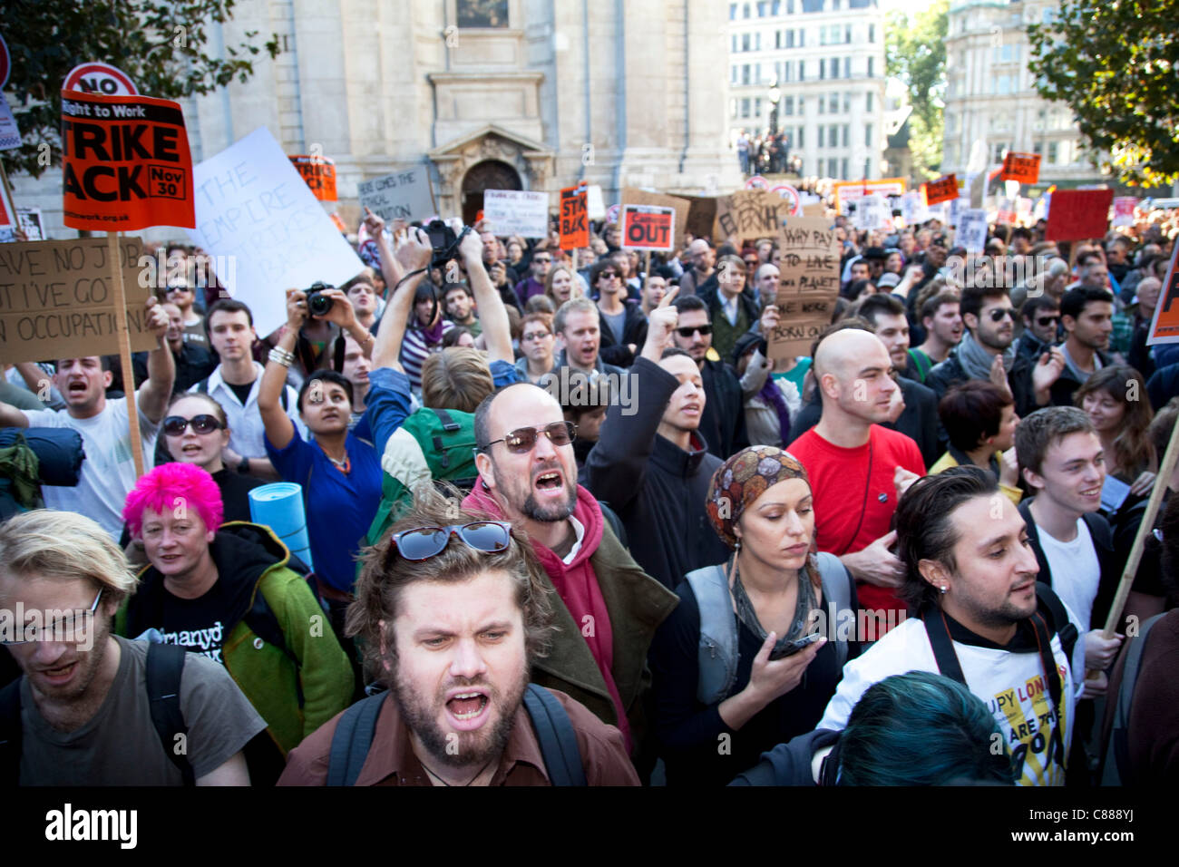 Angry protesters shout slogans at Occupy London protest, October 15th ...