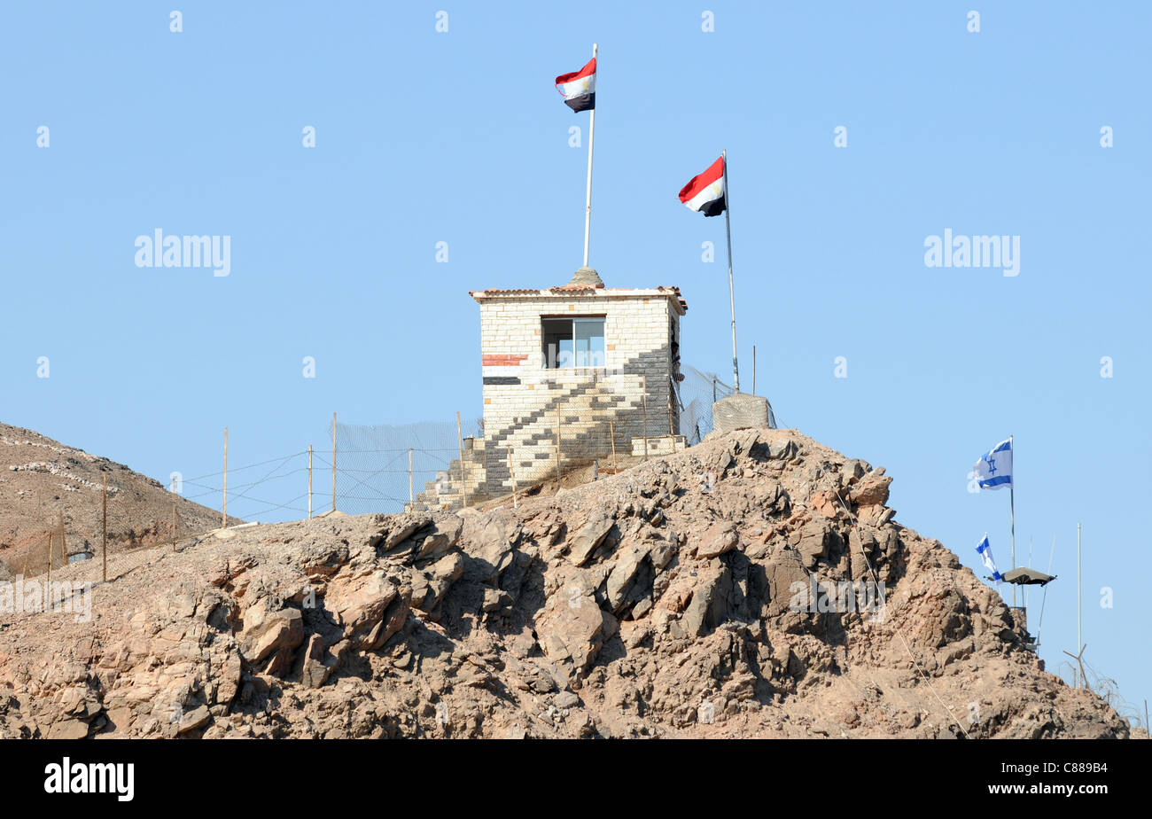 Guard post on border between Taba, Egypt, and Eilat, Israel Stock Photo ...