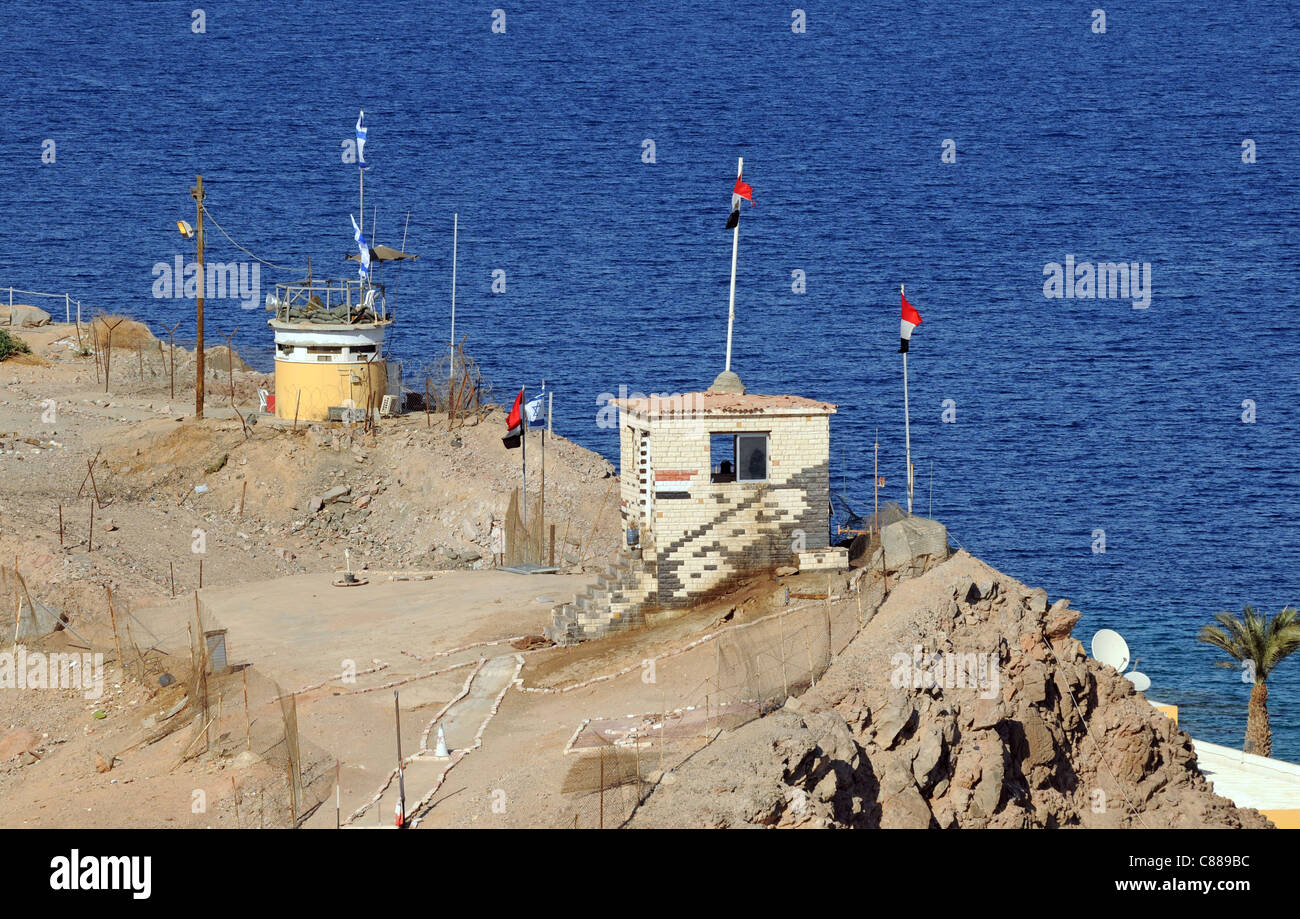 Guard post on border between Taba, Egypt, and Eilat, Israel Stock Photo ...