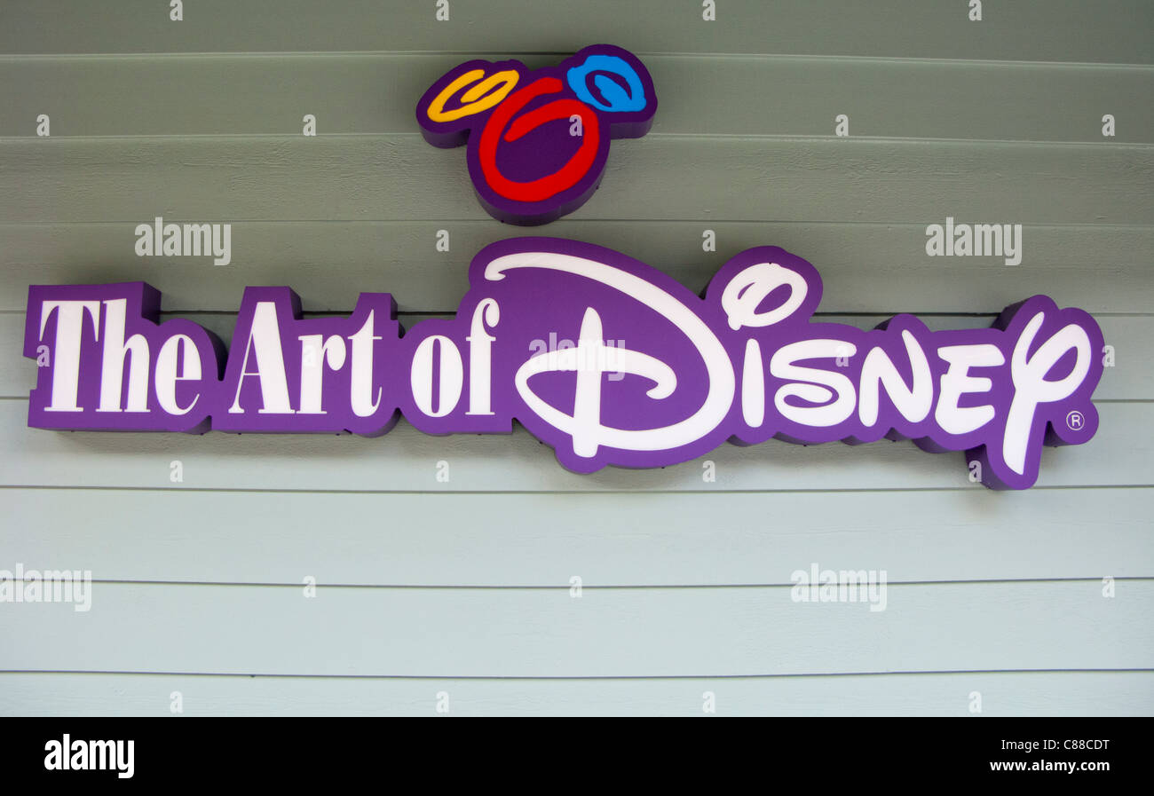 SIGN FOR THE ART OF DISNEY IN DOWNTOWN DISNEY ORLANDO FLORIDA Stock ...