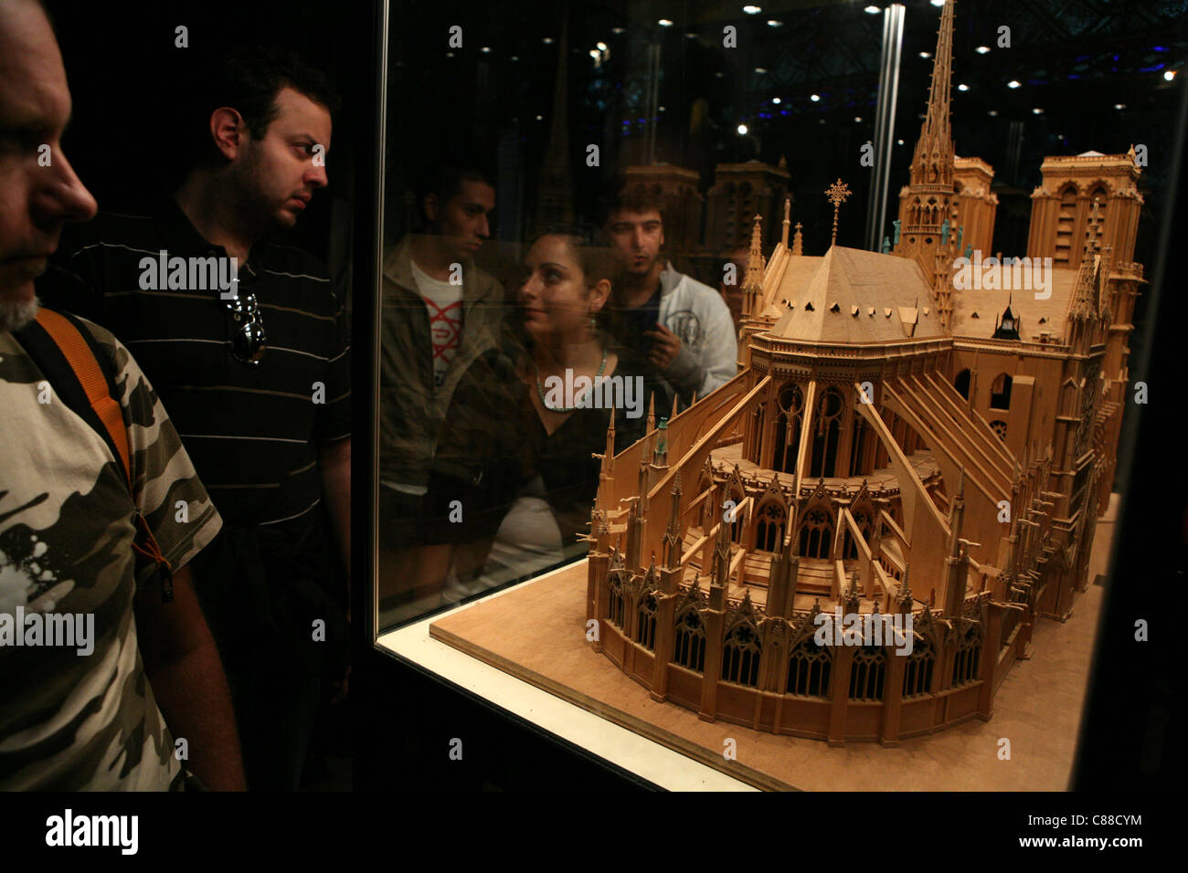 Wooden scale model of the Notre Dame de Paris inside the cathedral in ...
