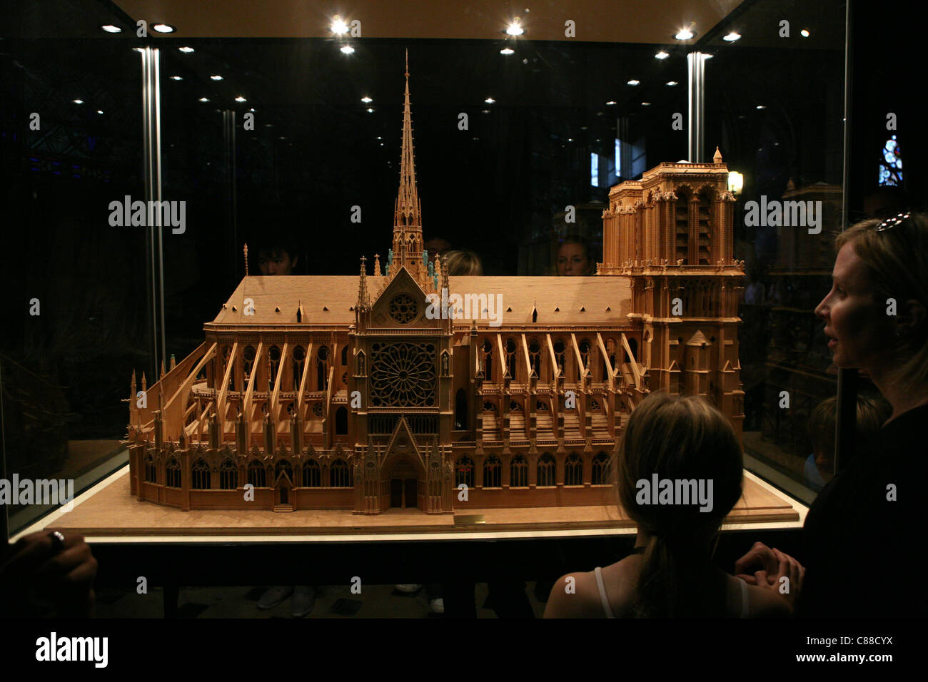 Wooden scale model of the Notre Dame de Paris inside the cathedral in ...