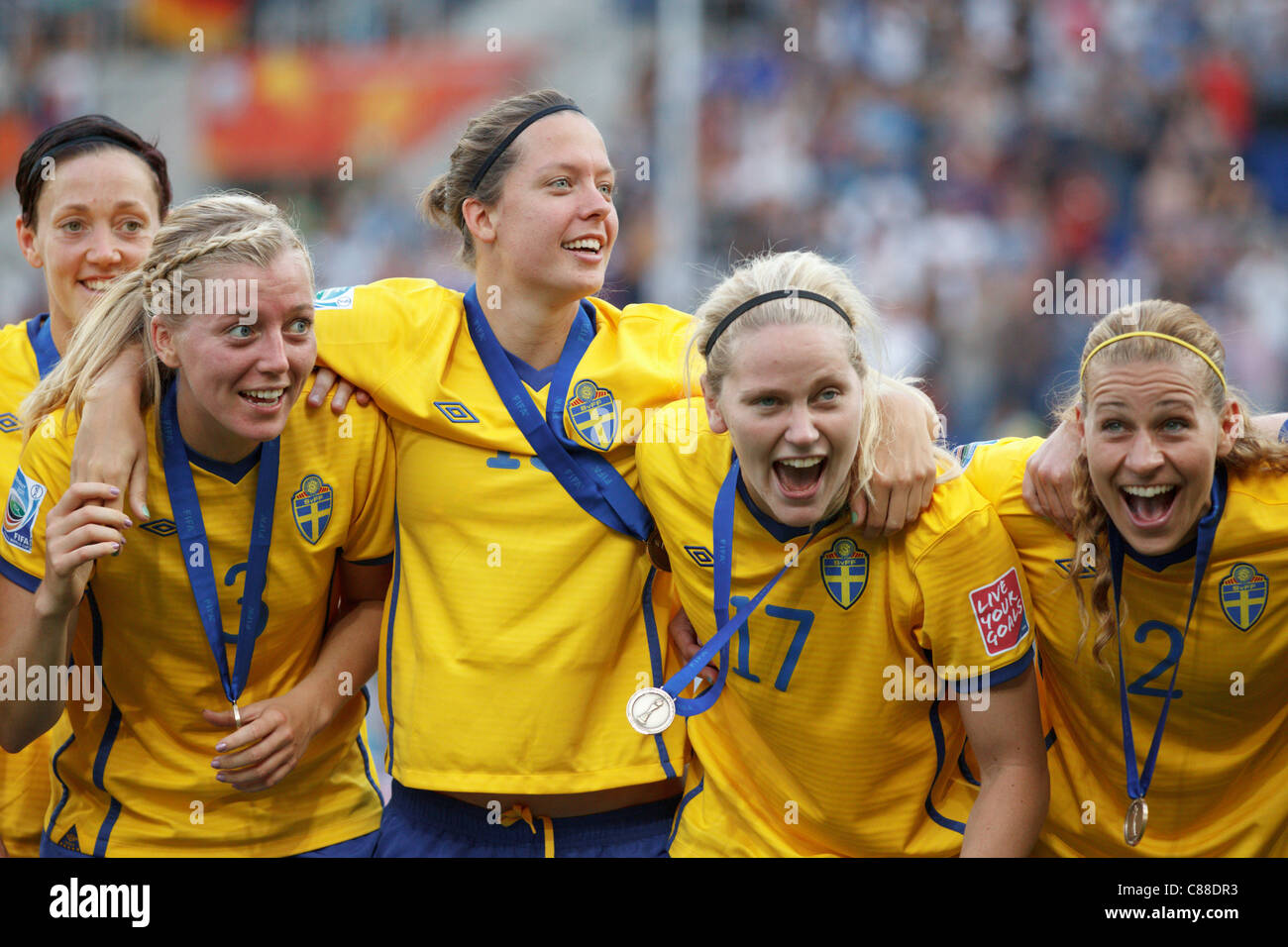 Sweden players Therese Sjogran, Linda Sembrant, Lina Nilsson and ...