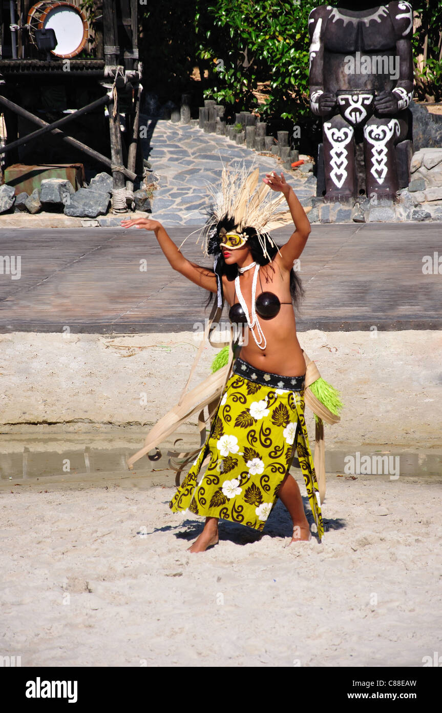 Female dancer at Polynesian Show, PortAventura Theme Park, Salou, Costa ...