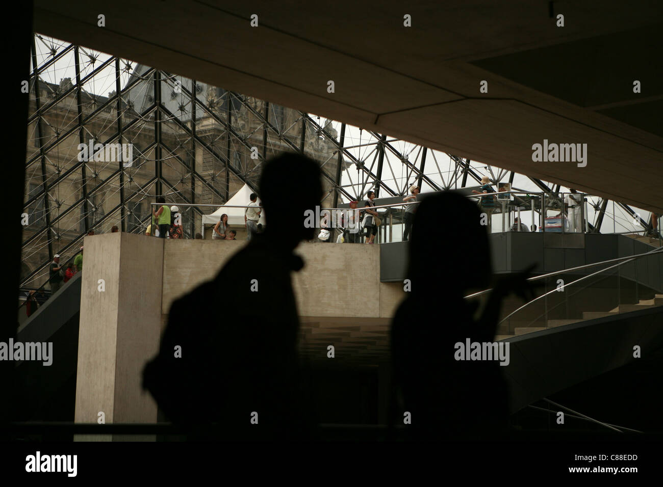 Musee du louvre inside of pyramid hi-res stock photography and images ...