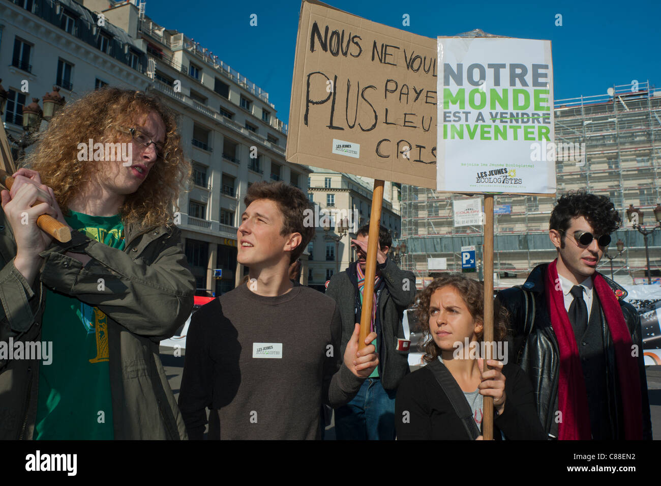 Paris, France, French Teenagers Holding Protest Signs, "Occupy France ...