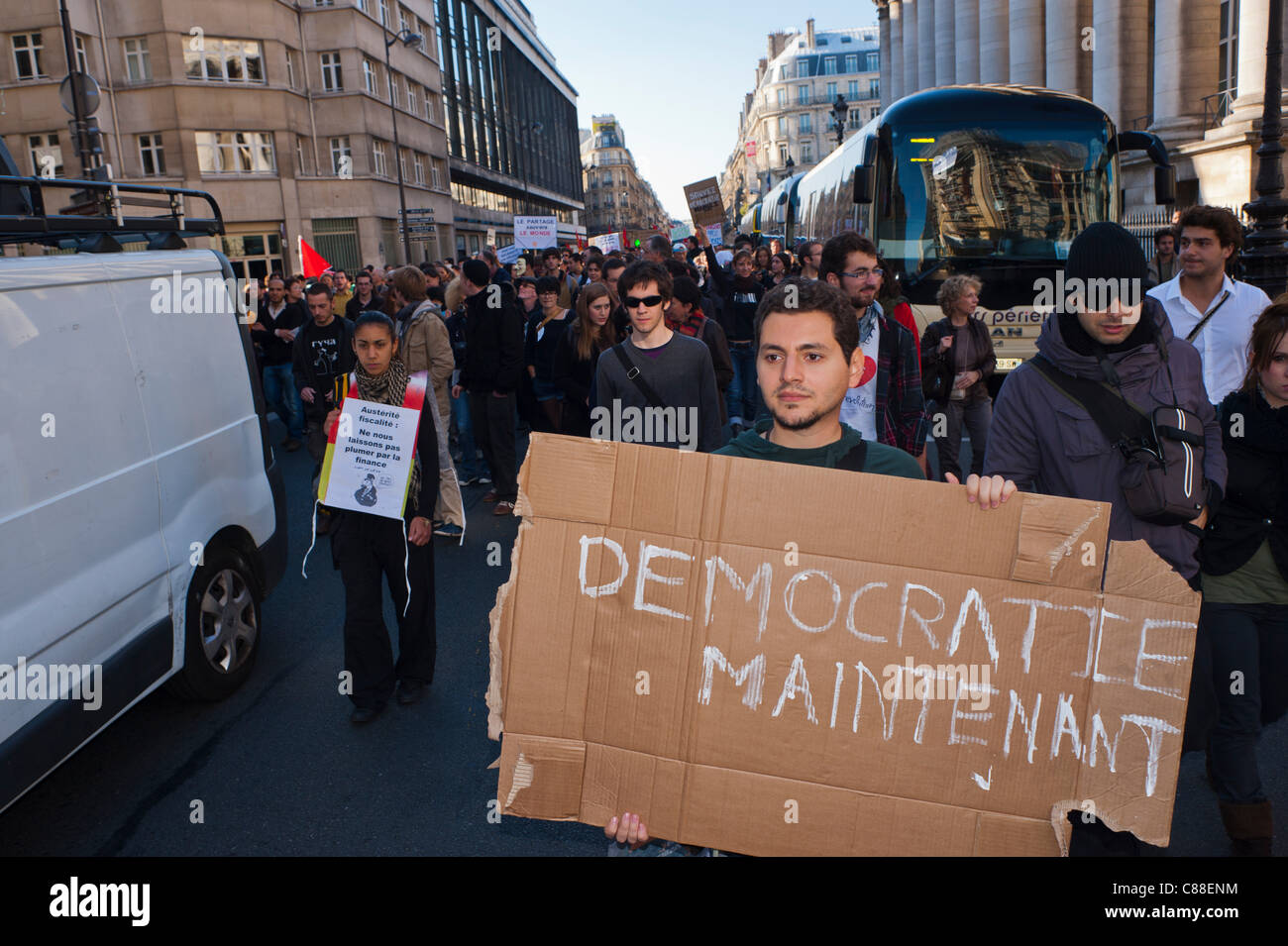 Paris, France, Crowd of People, Teens Protests, "Occupy France ...