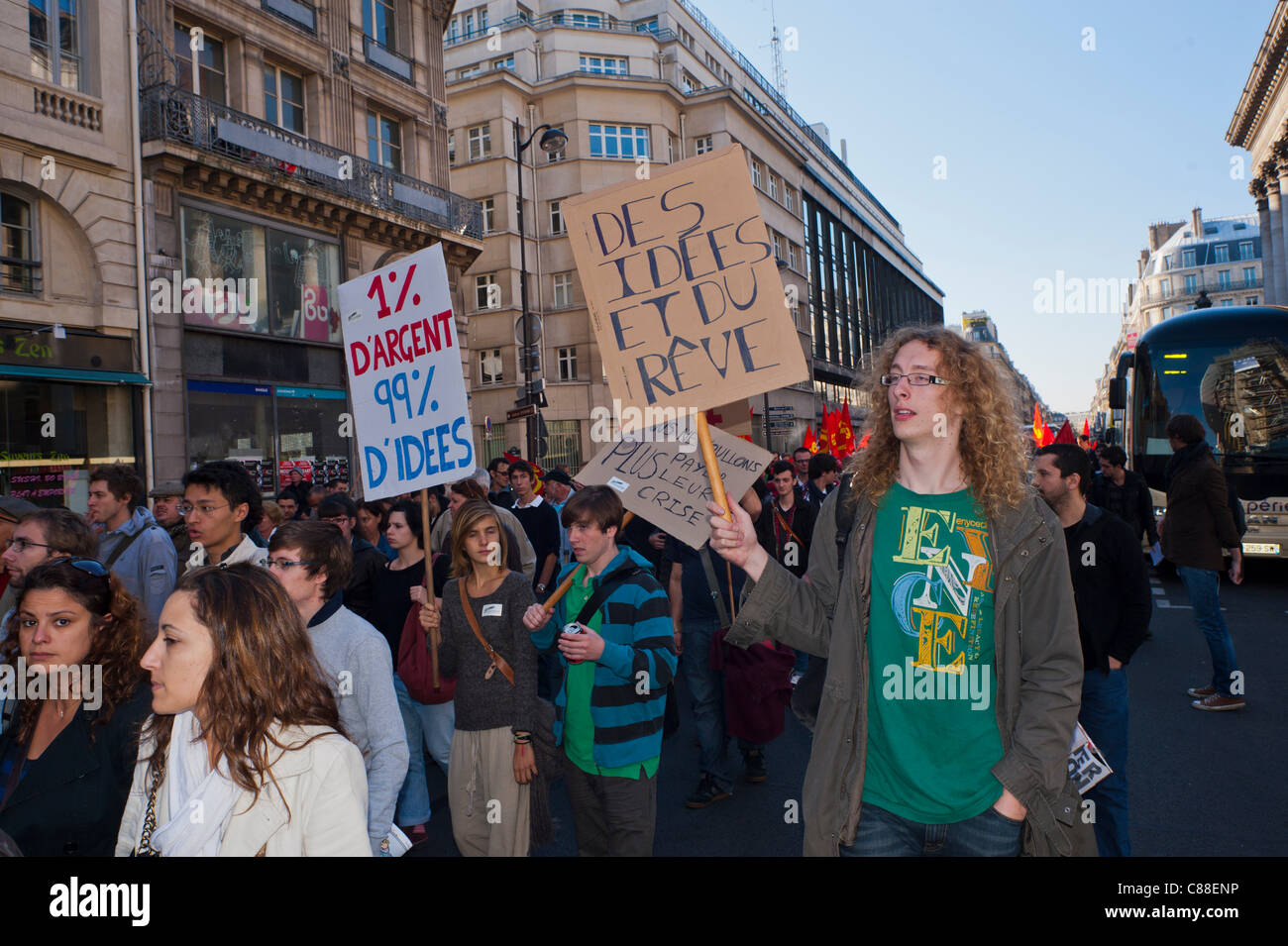 Paris, France, Crowd of People, Teenagers, "Occupy France", Indignados ...