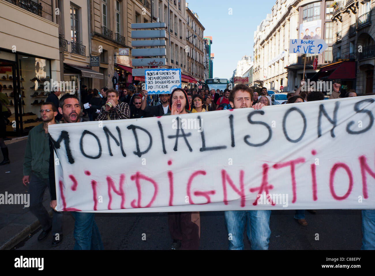 Paris, France, Crowd of French Young People Protesting with "Occupy ...