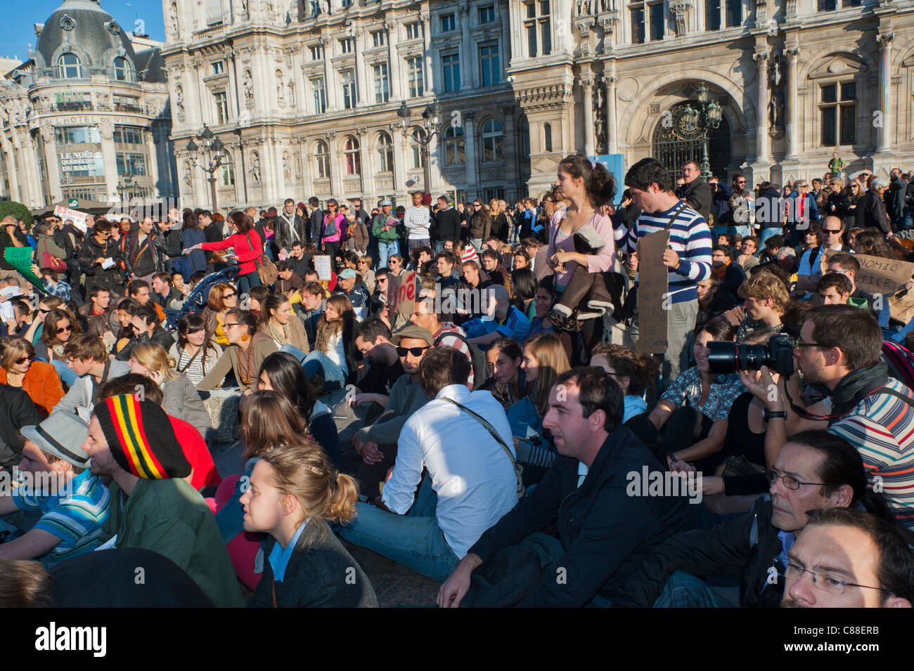Paris, France, Crowds of People, Listening "Public Forum", "Occupy ...