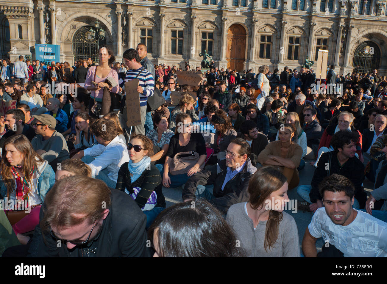 Paris, France, Crowd of Teens, French People, on Street, Listening ...