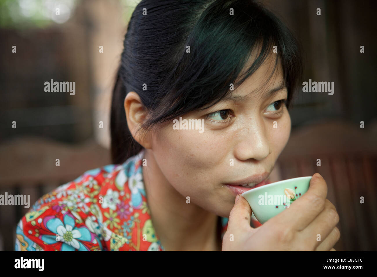 Beautiful woman sips tea hi-res stock photography and images - Alamy