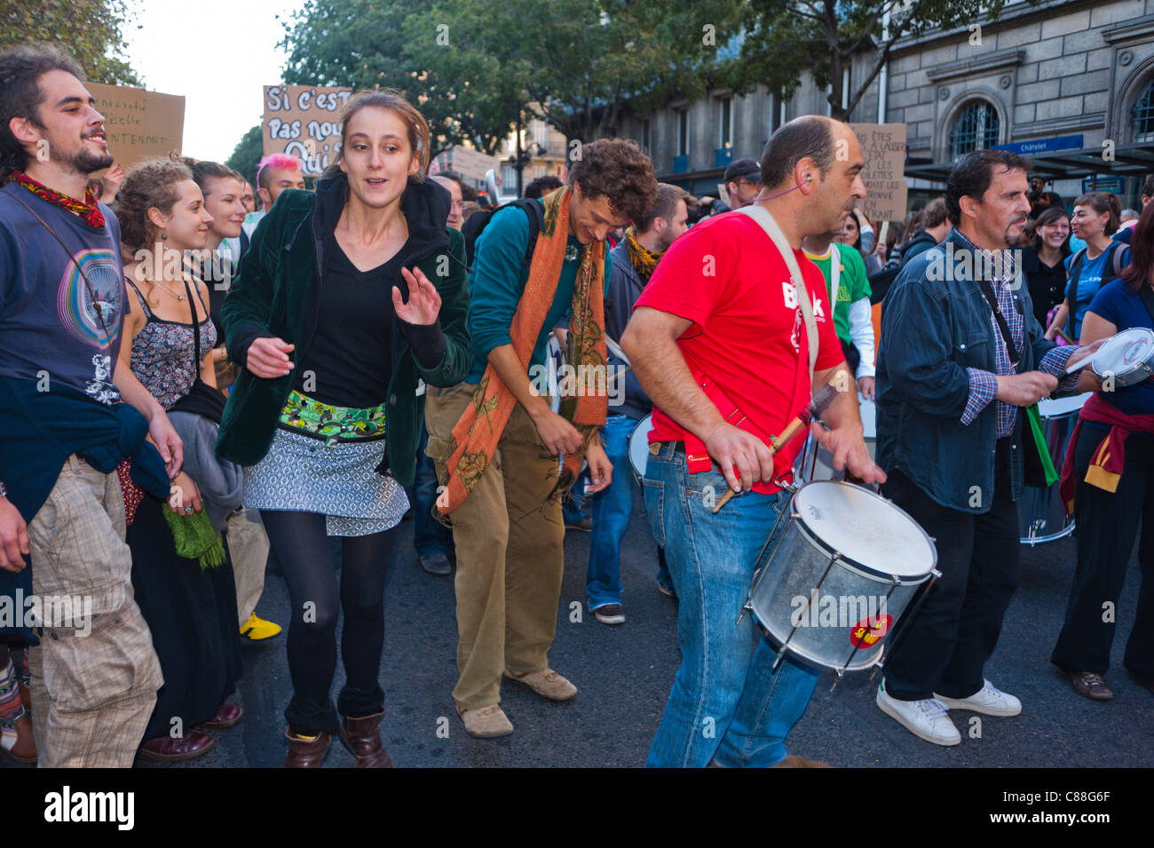 Paris, France. Crowd of Indignados (Indignant) movement, young People ...