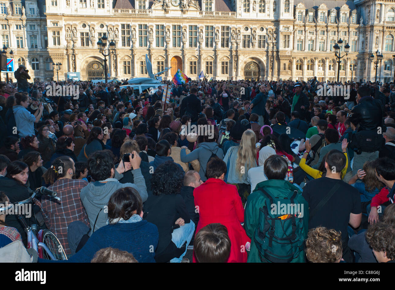 Paris, France, Huge Crowd of People, protesting corporate greed and ...