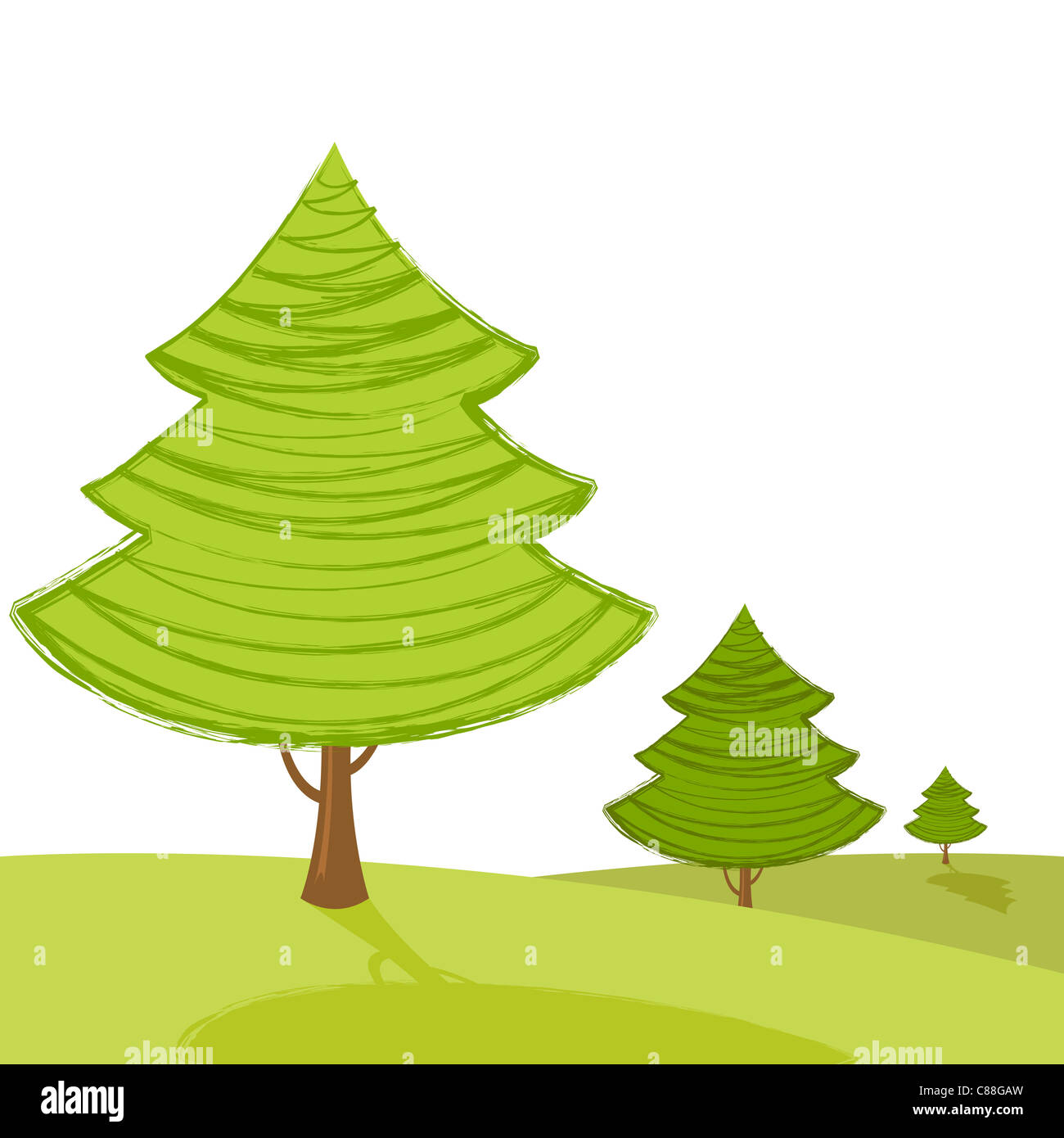illustration of vector trees landscape Stock Photo - Alamy