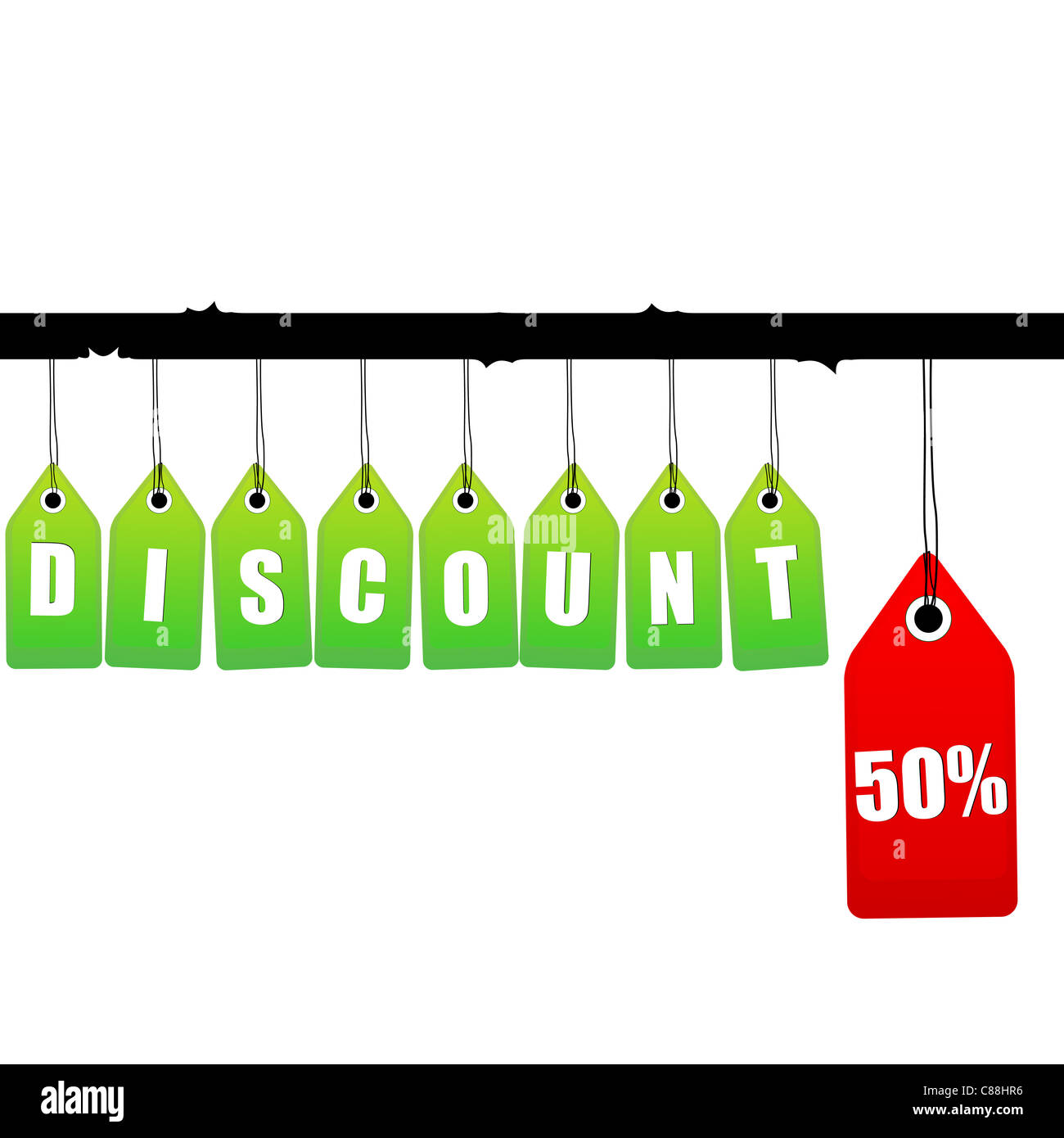 illustration of vector discount tags hanging on isolated background ...