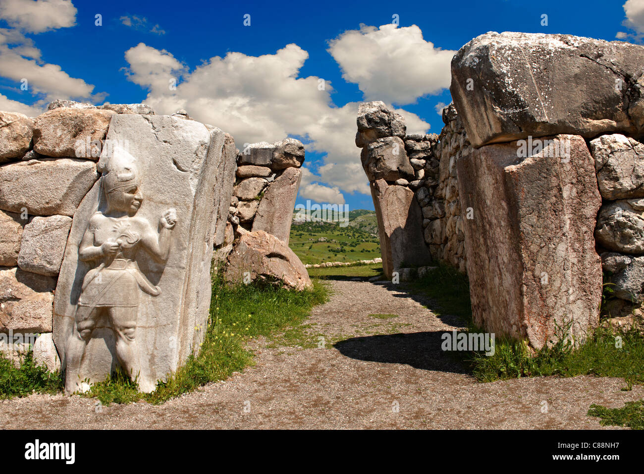 Photo of the Hittite releif sculpture on the Kings gate to the Hittite ...
