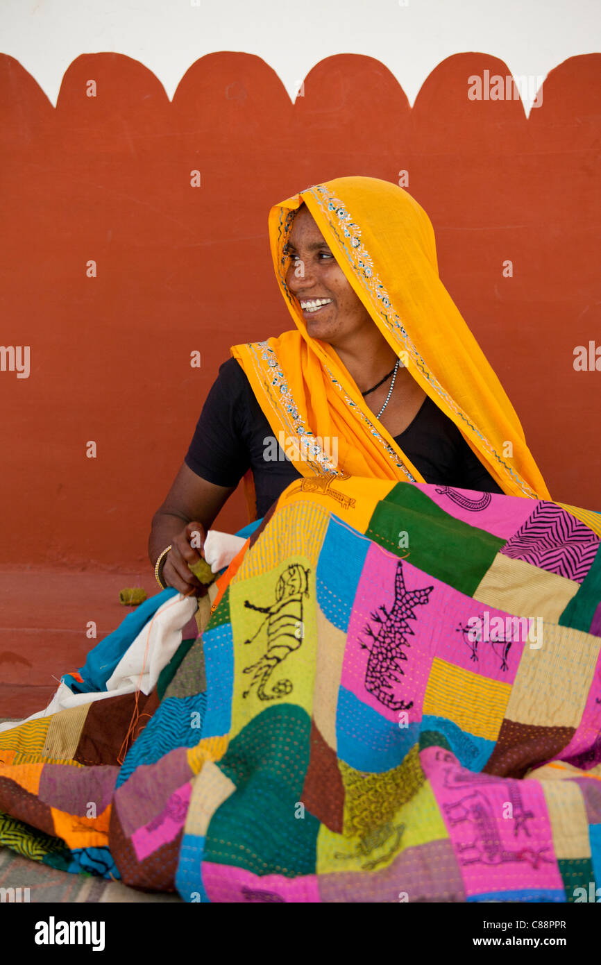 Indian woman sewing textiles dastkar hi-res stock photography and ...