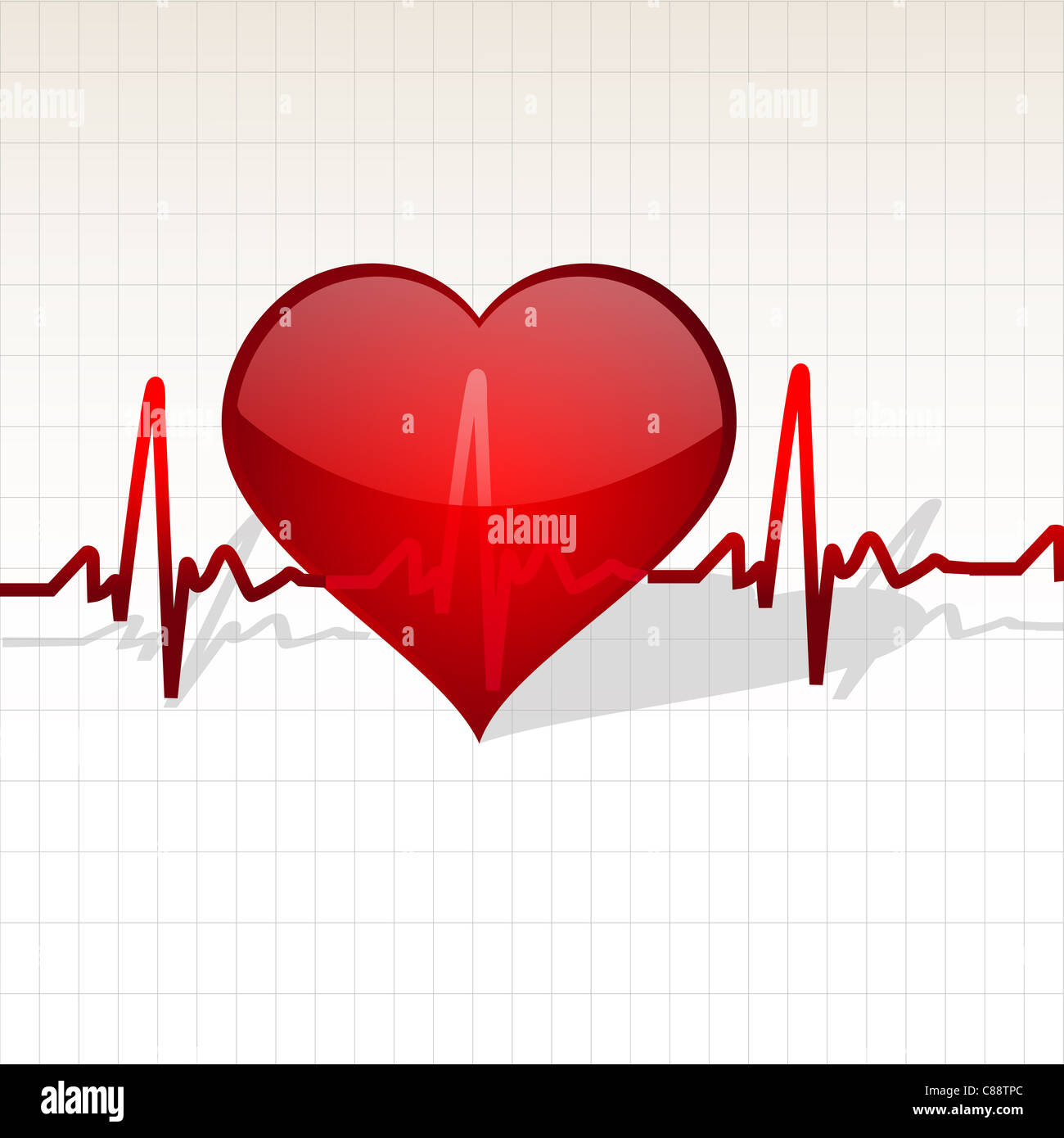 illustration of life line crossing heart on checked background Stock ...