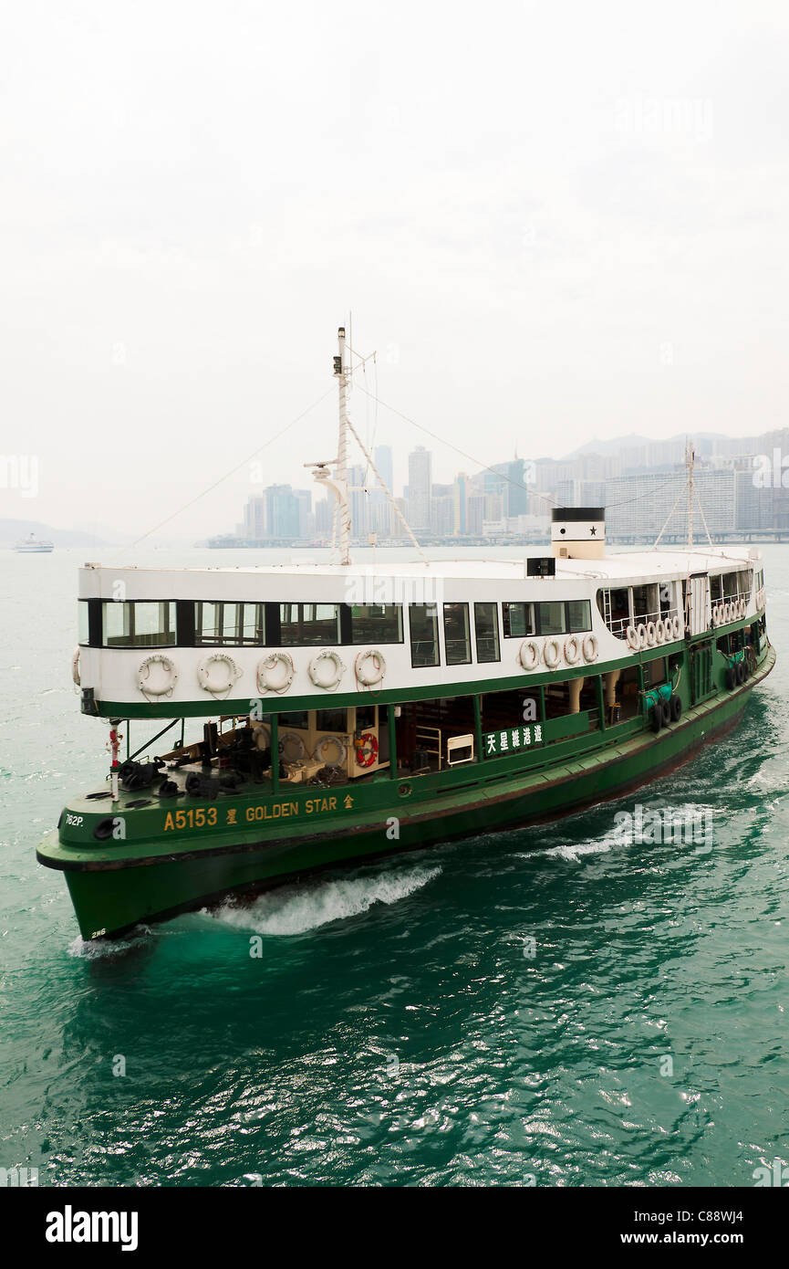 The Green and White Star Ferry Boat Service Golden Star Arriving At The ...