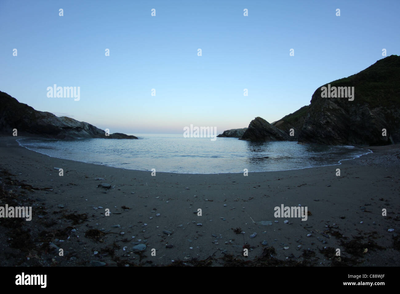 Lansallos Cove at sunrise, South Cornwall, England, UK Stock Photo - Alamy