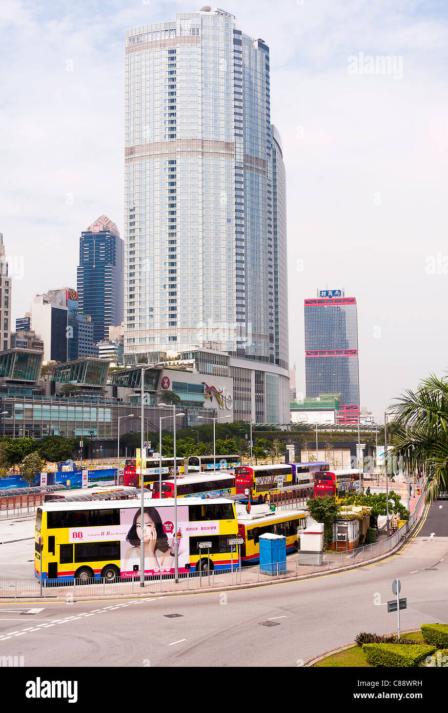 The Busy Bus Station on Hong Kong Island by The Ferry Terminus ...