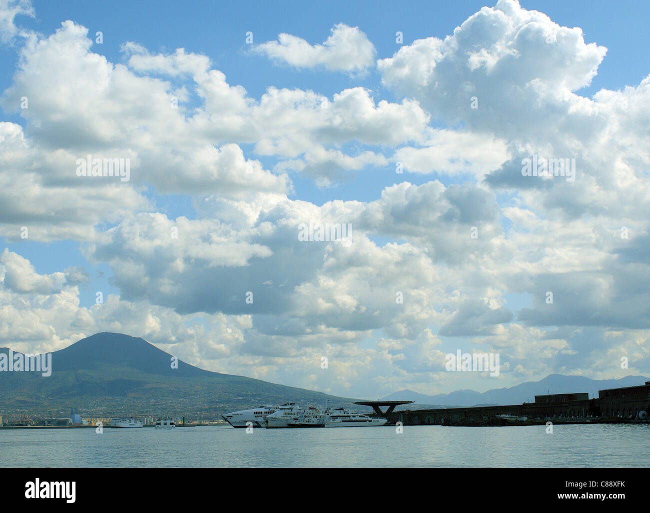 Clouds over Mount Vesuvius and Naples Bay Stock Photo - Alamy
