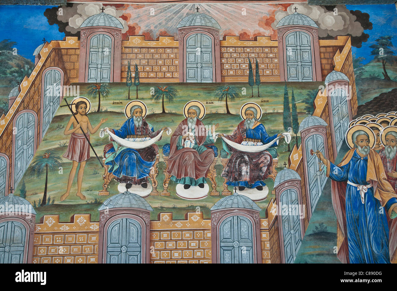 Bulgaria Rila Monastery orthodox religious monument icon painting Stock ...