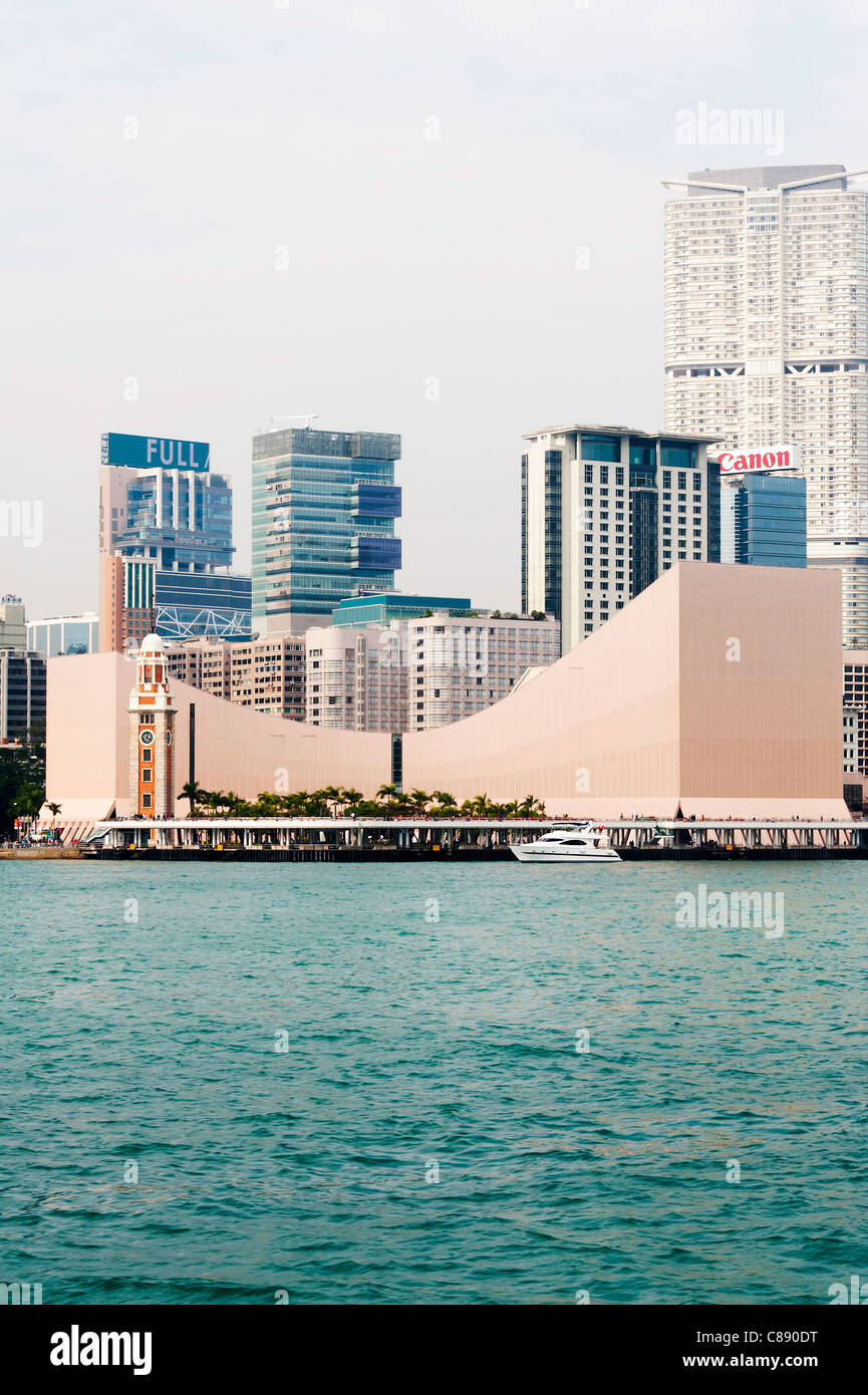 The Beautiful Cultural Centre and Clock Tower by Kowloon Public Pier Hong Kong China Asia Stock ...