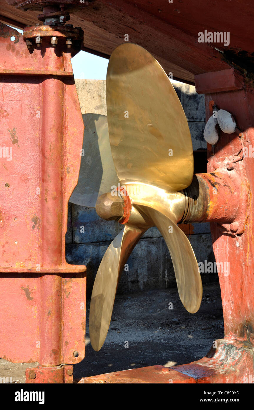 Propeller of a fishing boat being restored to Granville Stock Photo - Alamy