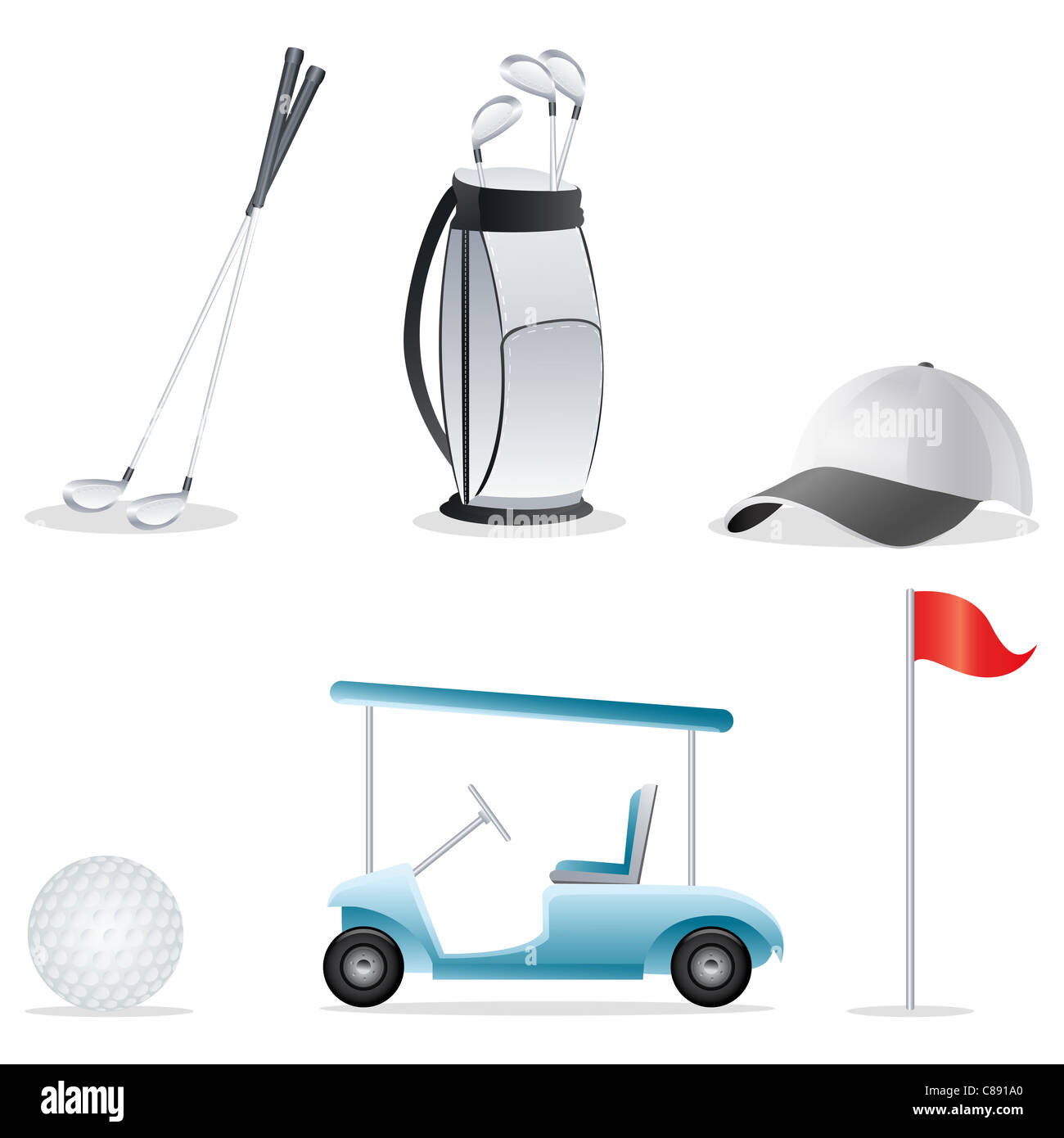 illustration of golf elements on an isolated background Stock Photo - Alamy
