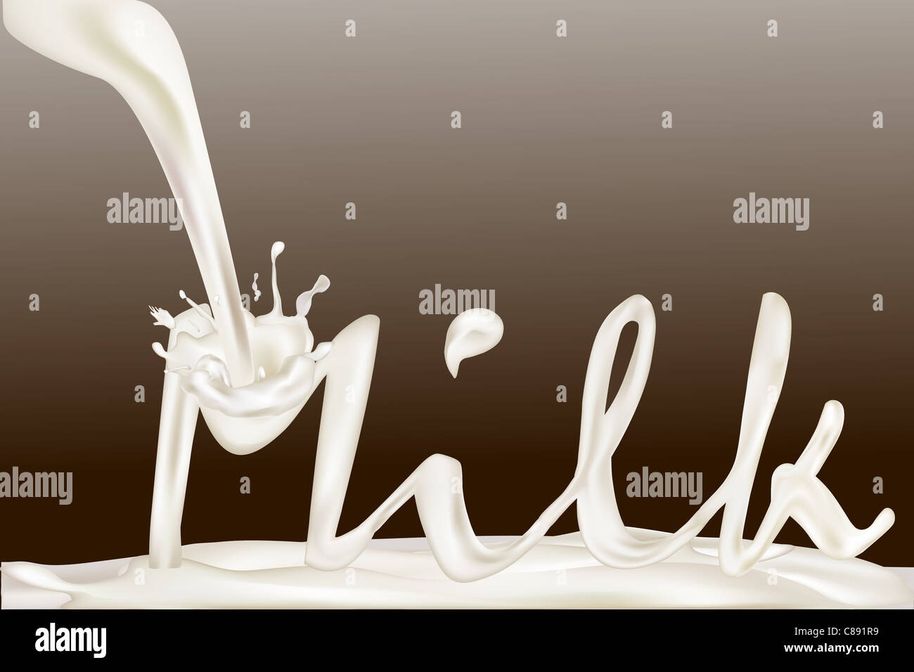 illustration of text milk forming by splash of milk Stock Photo - Alamy