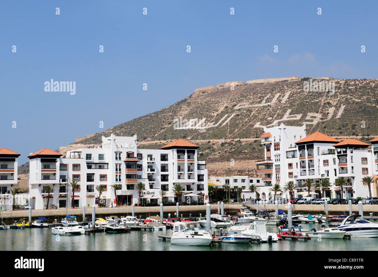 Marina Agadir with The Kasbah in The Background, Agadir, Morocco Stock ...