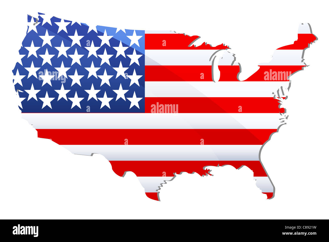 illustration of flag of united states of America in shape of ...