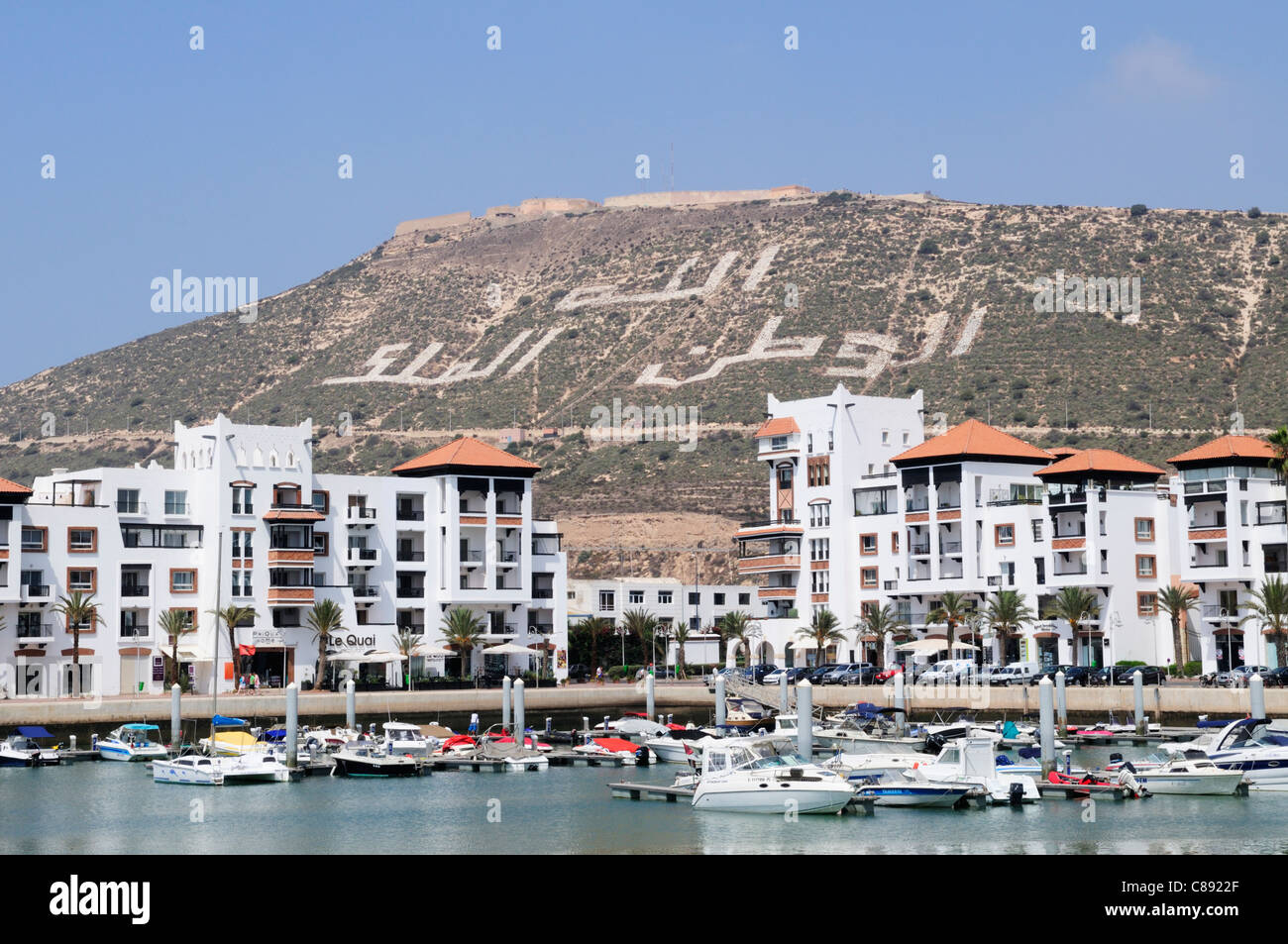 Marina Agadir with The Kasbah in the Background, Agadir, Morocco Stock ...