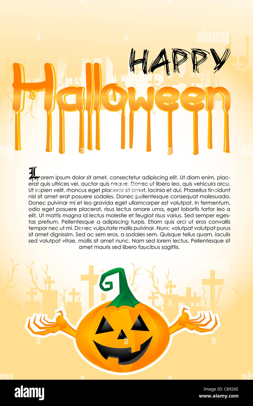 illustration of halloween pumpkin on text template Stock Photo - Alamy