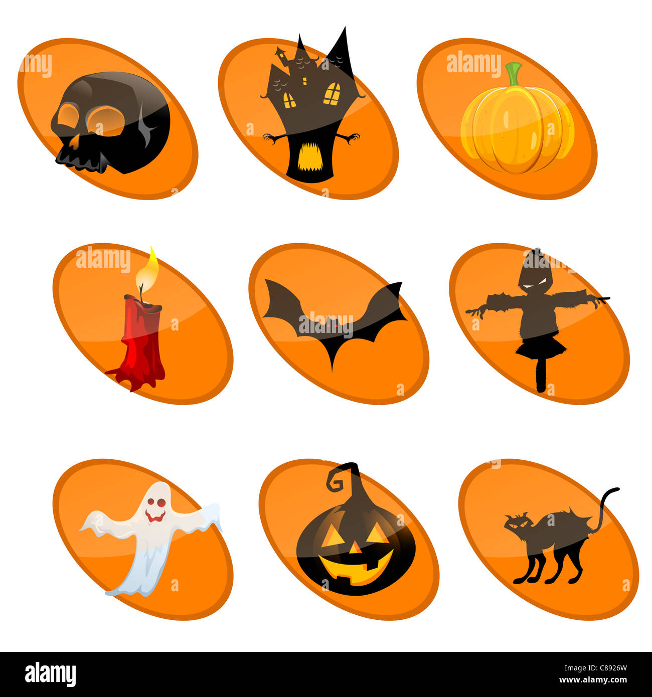 illustration of different elements of halloween on isolated background ...