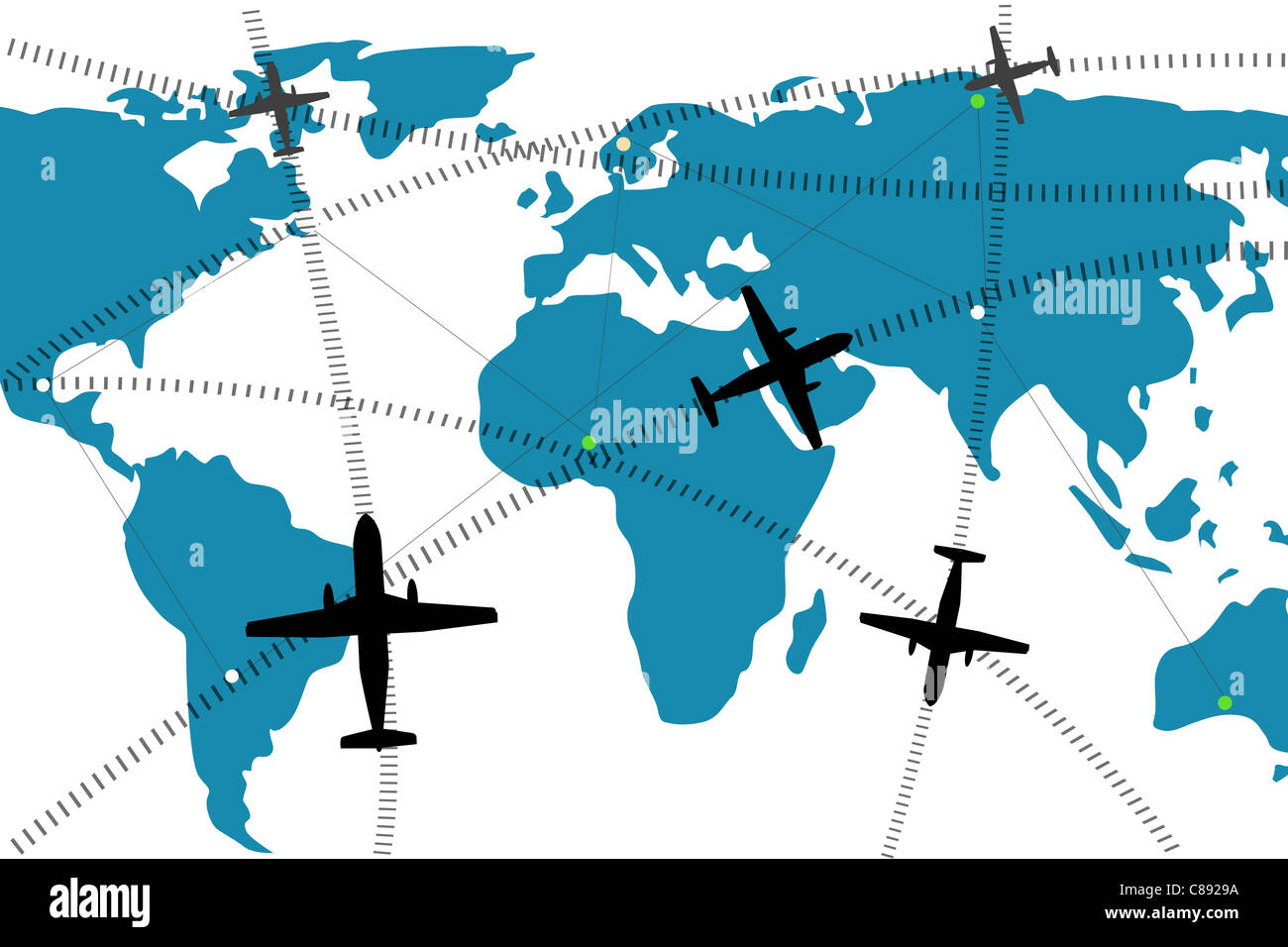 illustration of airline route on world map Stock Photo - Alamy