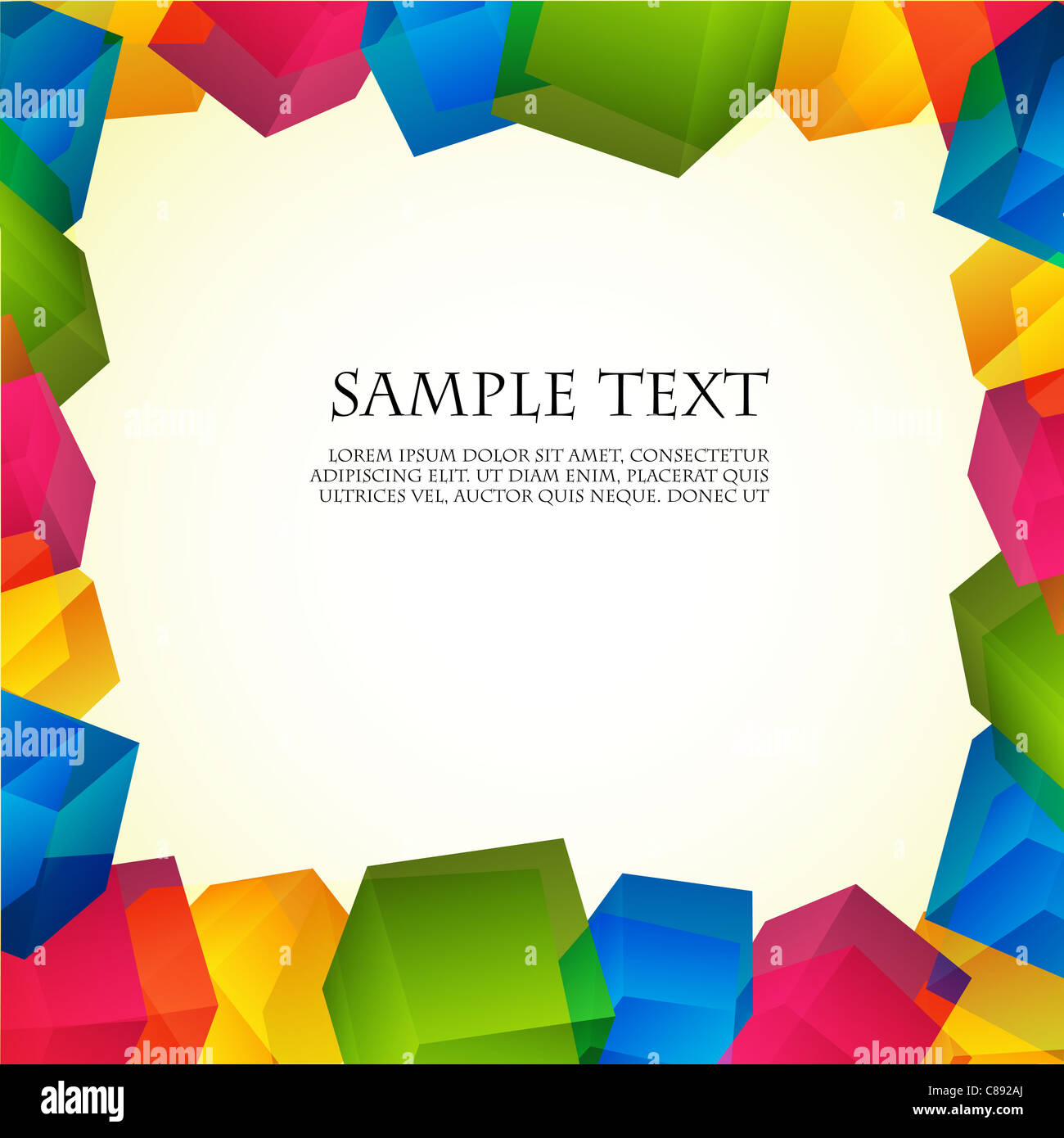 illustration of abstract vector background with colorful box frame and ...