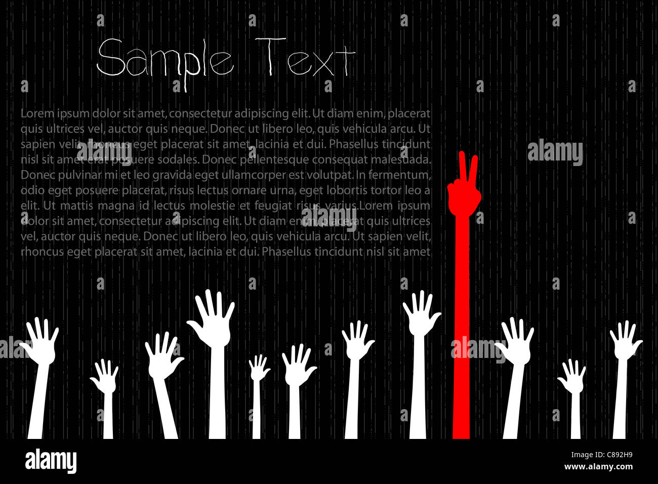 illustration of raised hands with winner showing victory gesture Stock ...