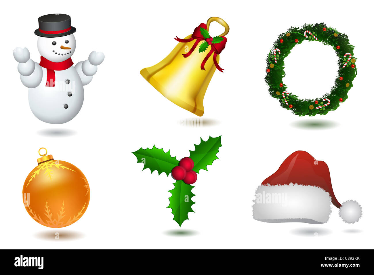 illustration of different christmas elements on isolated background ...